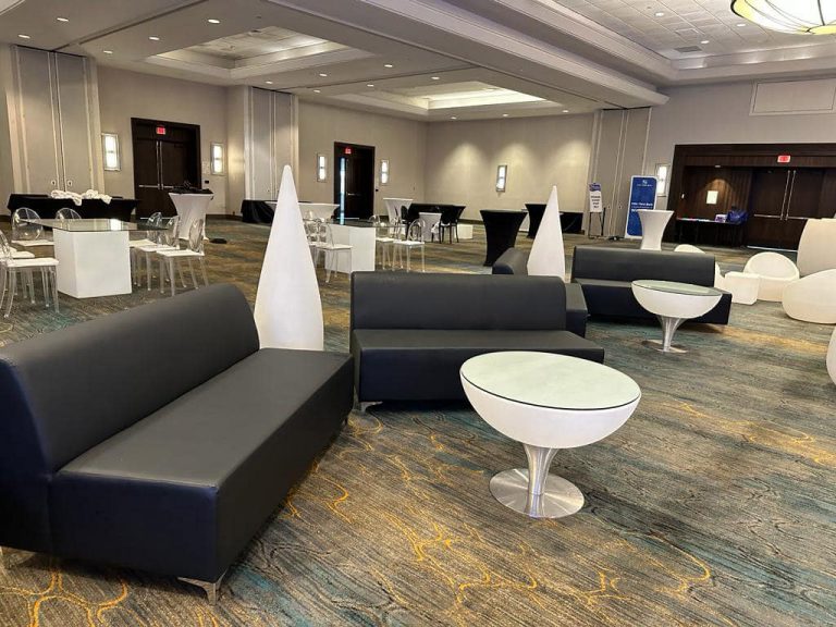 White Leather Lounge Furniture Rental – Florida Furniture Rental
